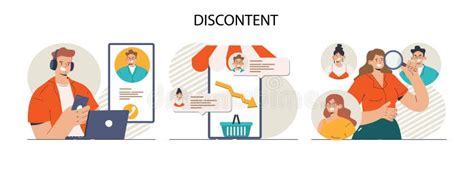 Discontent Concept Set Dissatisfaction Of Product Or Service Negative
