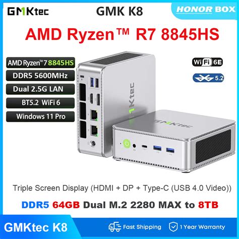 Gmktec K Mini Pc R Hs Windows Ddr Mhz Pcie Nvme Ssd Wifi E Bt K Gaming