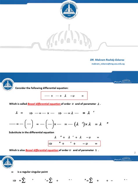 04 Bessel Functions 1 Pdf Recurrence Relation Differential Calculus