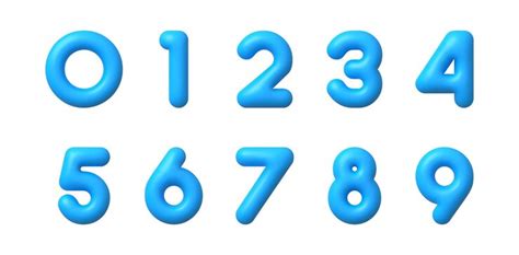 Premium Vector 3d Blue Numbers Realistic Light Blue Plastic Digits Render Inflated Bubble