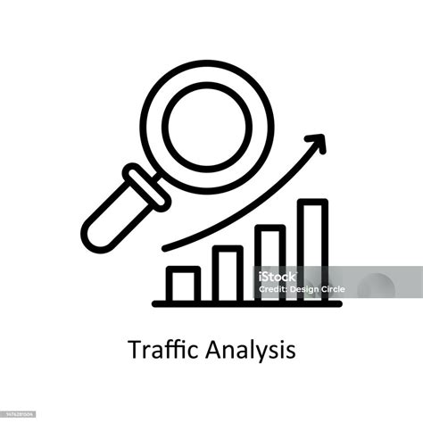 트래픽 분석 벡터 개요 아이콘 디자인 그림입니다 흰색 배경에 데이터 기호 Eps 10 파일 개념에 대한 스톡 벡터 아트 및 기타