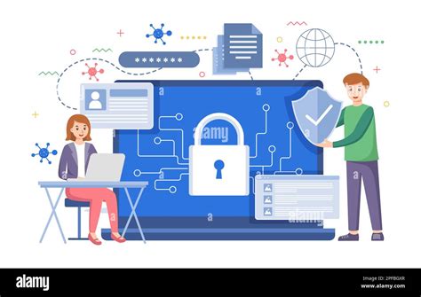 Digital Data Protection Design Vector Cyber Security Illustration Background Cloud Computing