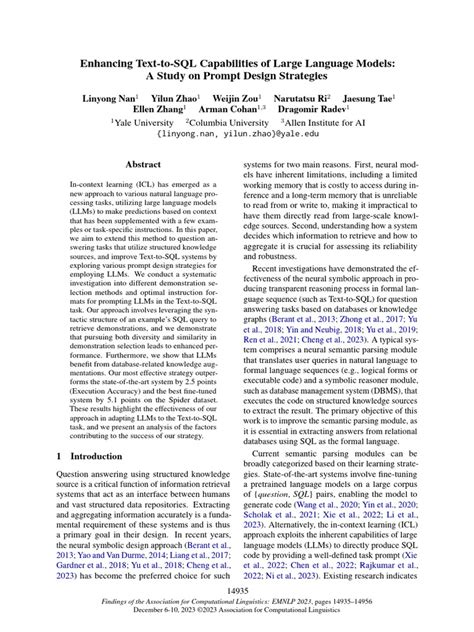 Enhancing Text To Sql Capabilities Of Large Language Models Pdf