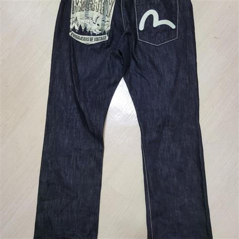 애비수 스티치 데님 흑청 팬츠 백프린팅 바지 팬츠 34 헬로마켓