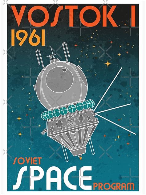 Vostok I Soviet Space Program Retro Poster By Bgalaxy Redbubble