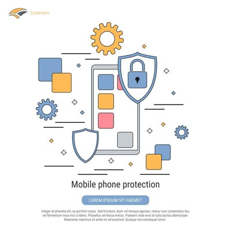 Premium Vector Mobile Phone Protection Flat Contour Style Vector Concept