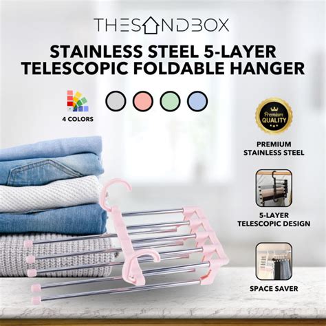 Stainless Steel 5 Layer Telescopic Foldable Hanger Space Saver Magic