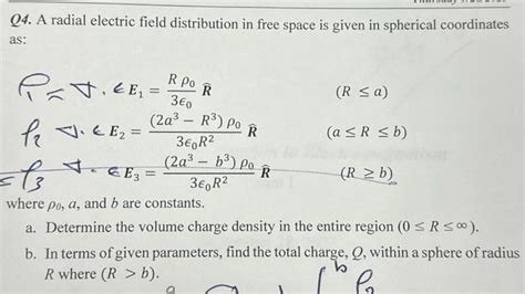 Solved Q4 A Radial Electric Field Distribution In Free