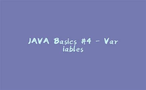 Java Basics 4 Variables 拾光赋