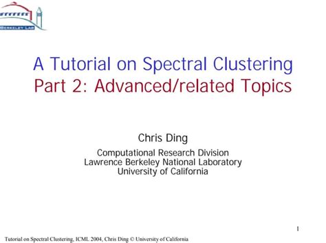 Icml2004 Tutorial On Spectral Clustering Part Ii Pdf