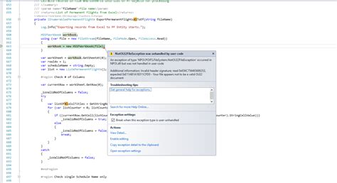 C Notole2fileexception Was Unhandled By User Code Invalid Header