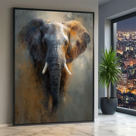 Majestic Elephant Canvas Art Wildlife Portrait African Safari Decor