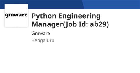 Python Engineering Managerjob Id Ab29 Bengaluru Karnataka Kiranjeet Kaur