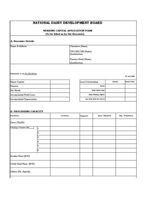 Working Capital Application Format Download Free Pdf Expense