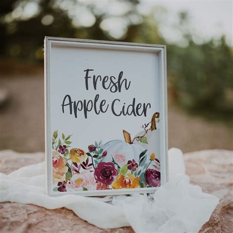 Fresh Apple Cider Sign Apple Cider Bar Signage Fall Party