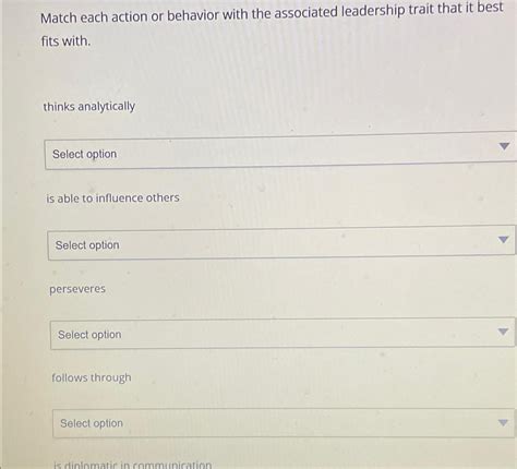 Solved Match Each Action Or Behavior With The Associated