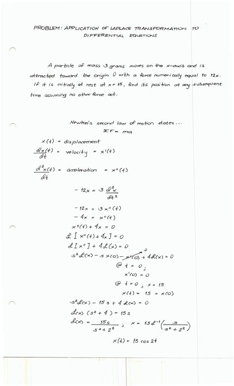 solution application of laplace transform differential equation