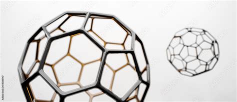 Ilustrace „buckminsterfullerene C60 Molecule Model Allotrope Of Fullerene Carbon Atoms Round