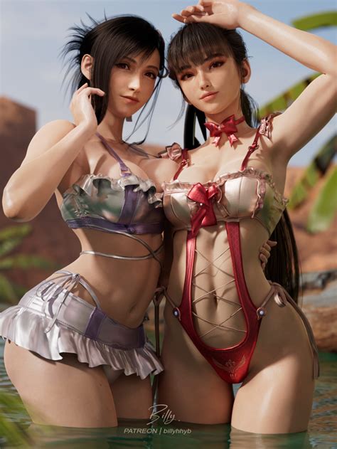 Rule 34 2girls 3d Asymmetrical Docking Billyhhyb Black Hair Brown Eyes Cleavage Crossover Eve