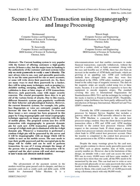 Secure Live Atm Transaction Using Steganography And Image Processing Pdf Personal