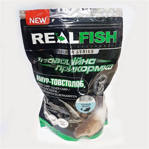 Прикормка RealFish Амур-Толстолоб Топленое молоко 900г: продажа, цена в ...