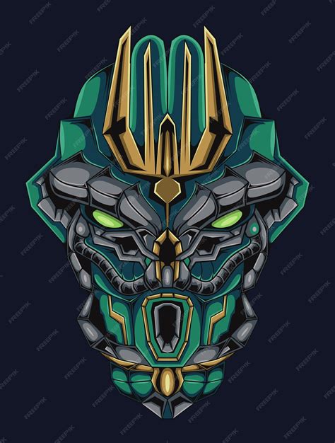 Premium Vector Killer Robot Head Custom Illustration