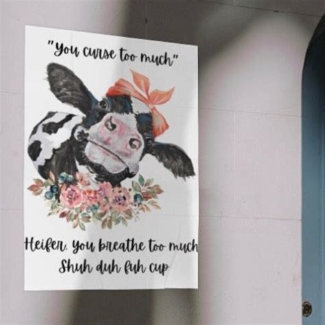 You Curse Too Much Cow Wall Art Etsy
