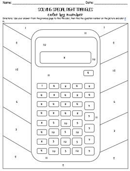 Special Right Triangles Practice Trigonometry Geometry Color By Number