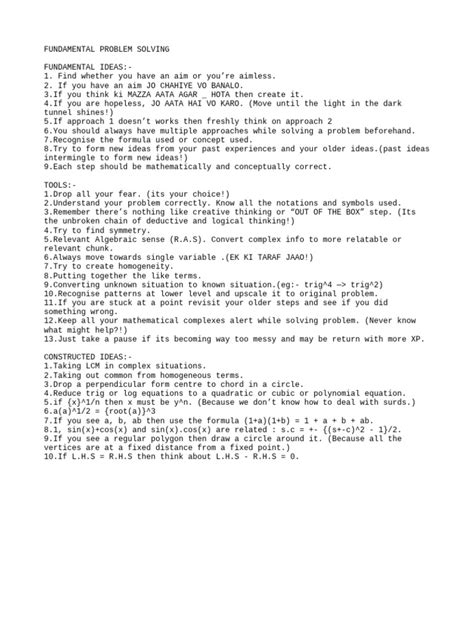 Fundamental Problem Solving Pdf