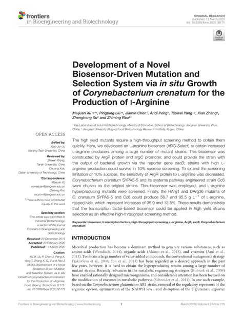 Pdf Development Of A Novel Biosensor Driven Mutation And Selection System Via In Situ Growth