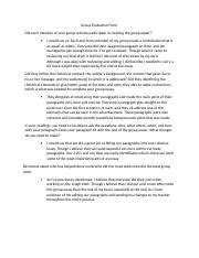 Effective Group Evaluation Form For Assessing Team Contribution Course Hero