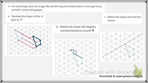 For Each Shape Draw Its Image After Performing The Transformation If You Get Stuck Consider