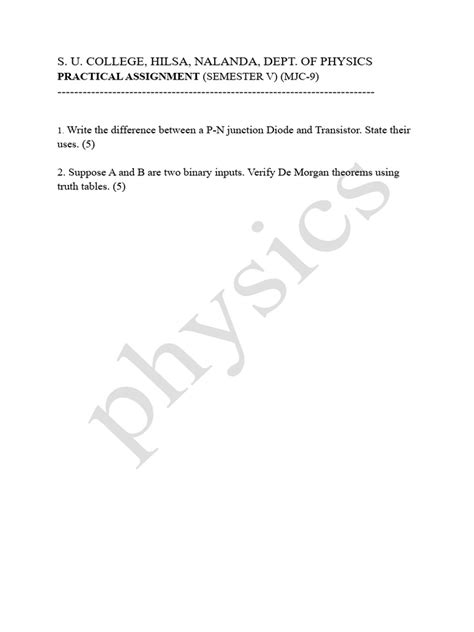 Passignment Sem V Phy Major Pdf