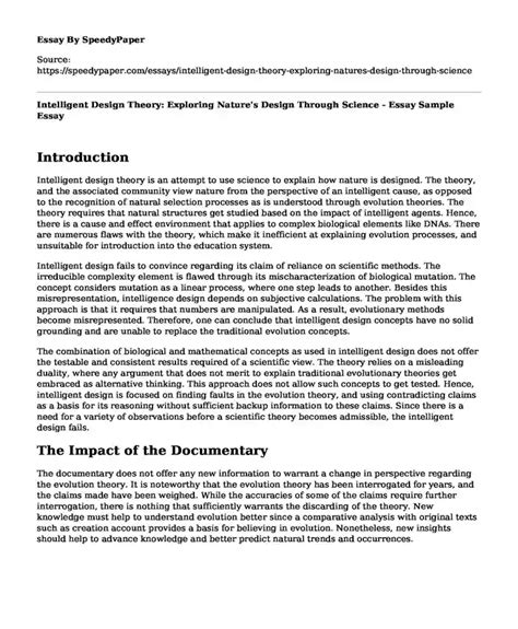 📌 Intelligent Design Theory Exploring Natures Design Through Science