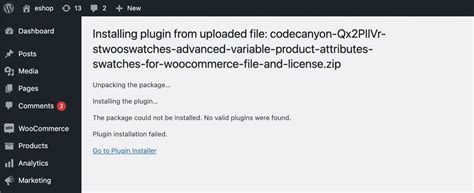 how to fix wordpress error with package could not be installed worderd