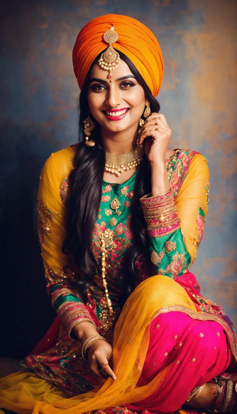 Lexica Stunning Sikh Woman Performing Bhangra Props In Hand Turban