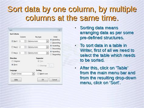 Advanced Word Processing Sorting In Tables
