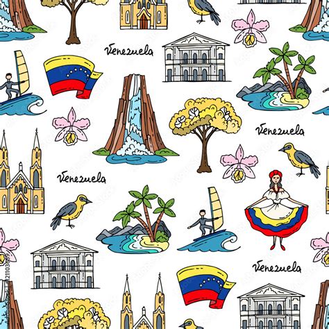 Vector De Stock Vector Seamless Pattern With Hand Drawn Colored Symbols
