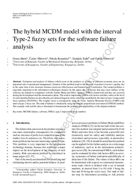 Pdf The Hybrid Mcdm Model With The Interval Type 2 Fuzzy Sets For The