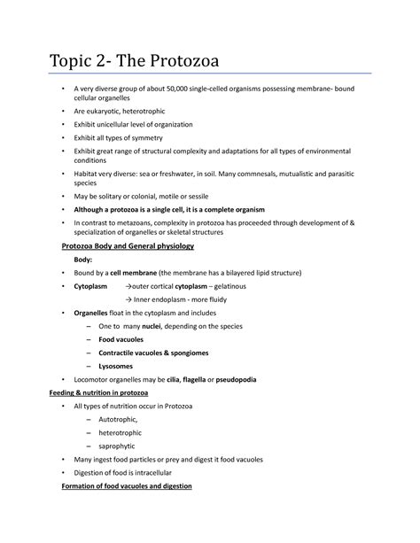Topic 2 The Protozoa Phylum Sarcomastigophora Apicomlexa Microspora Ciliophora Topic 2