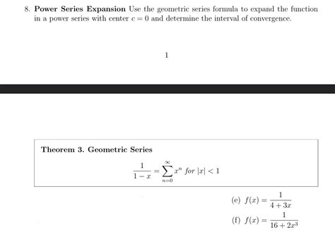 Solved Power Series Expansion Use The Geometric Series