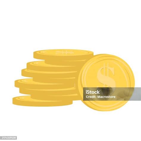 평면 디자인에 쌓인 황금 동전 달러 기호가 있는 통화 돈 벡터 일러스트 레이 션 절연 0명에 대한 스톡 벡터 아트 및 기타 이미지 Istock