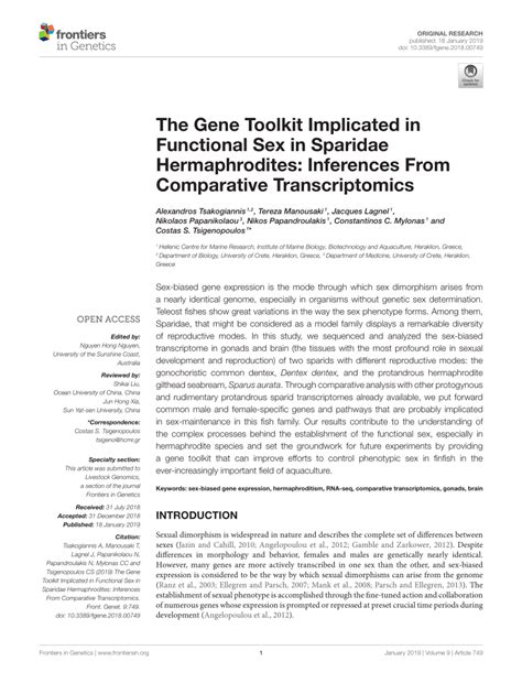 pdf the gene toolkit implicated in functional sex in sparidae