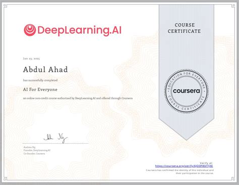 Abdul Ahad On Linkedin Ai Artificialintelligence Deeplearning Coursera Learning Andrewng