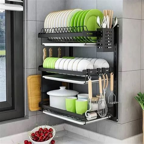 Platero Escurridor De Platos Organizador De Loza De Pared Plateado
