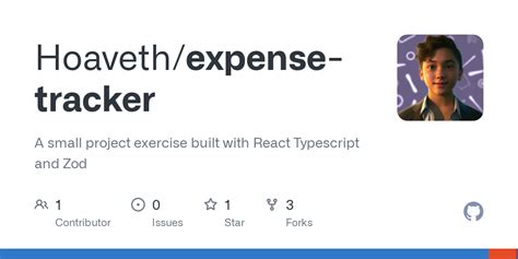 Github Hoavethexpense Tracker A Small Project Exercise Built With React Typescript And Zod