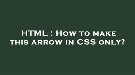 Html How To Make This Arrow In Css Only Youtube
