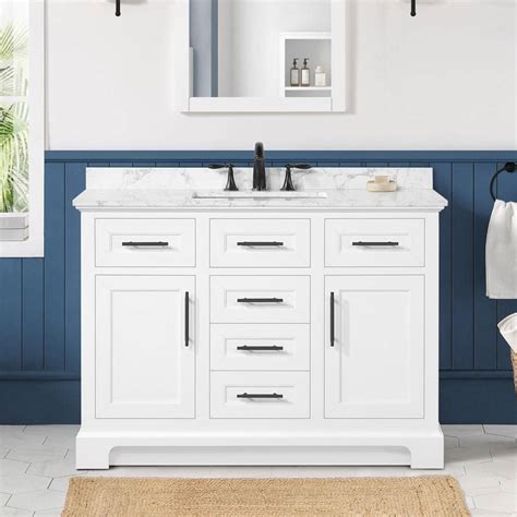 Home Decorators Collection Doveton 48 In Single Sink Freestanding White Bath Vanity With White