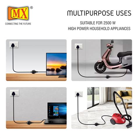 Mx Single Socket Extension Board With 1 5m Heavy Duty Long Wire Cord