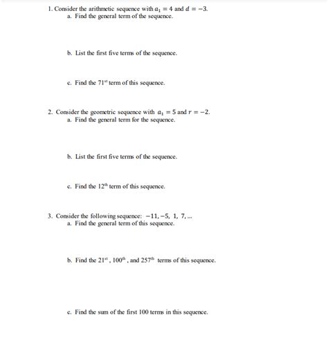 Solved Consider The Arithmetic Sequence With A And D Chegg